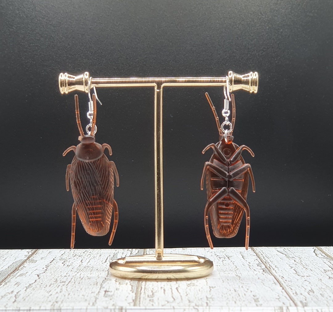 Novelty Cockroach Earrings (sterling Silver Hooks) - Etsy