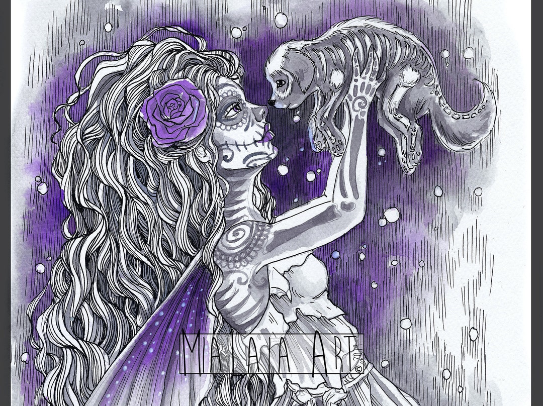 Tooth Fairy Skeleton Muerte Puppy Original Ink and - Etsy
