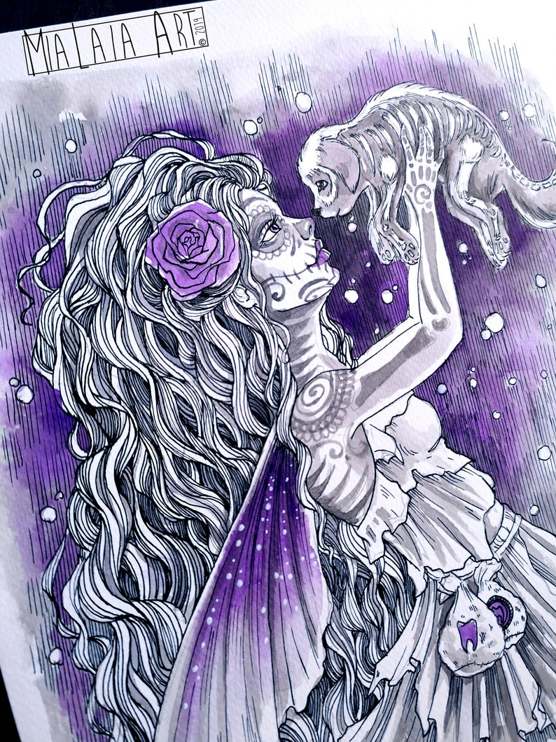 Tooth Fairy Skeleton Muerte Puppy Original Ink and - Etsy