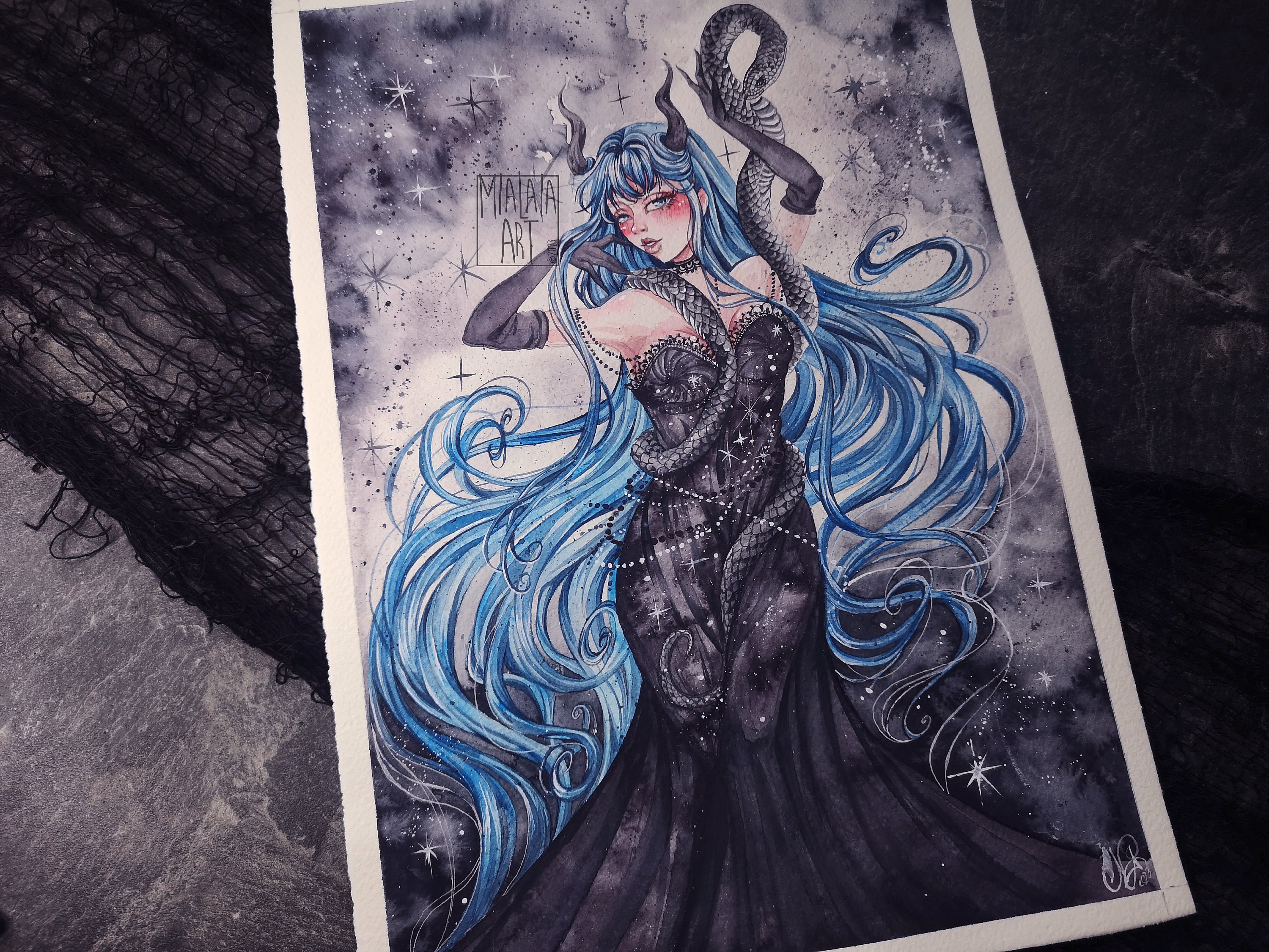 Demon Woman - Original Watercolor Fanart Painting Witchy Artwork - Etsy
