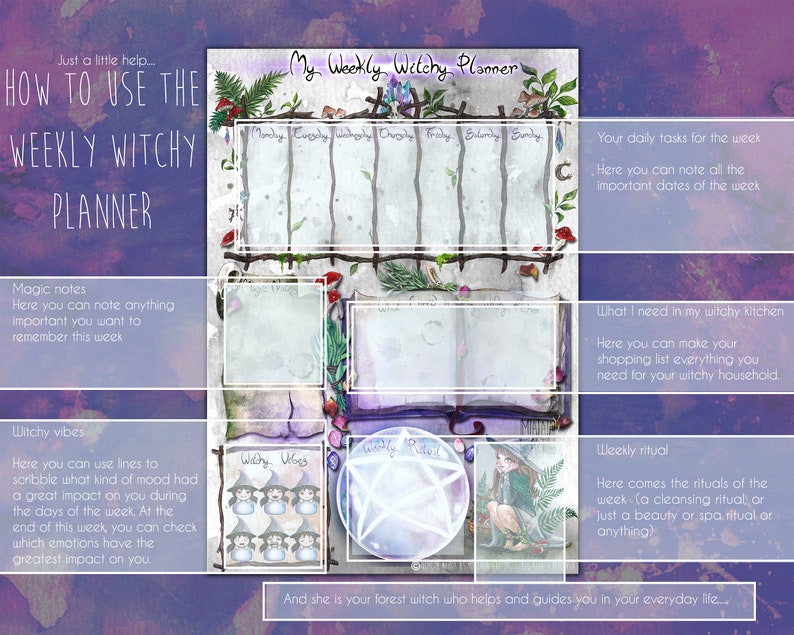 Printable Digital Weekly Planner for Witches - Etsy