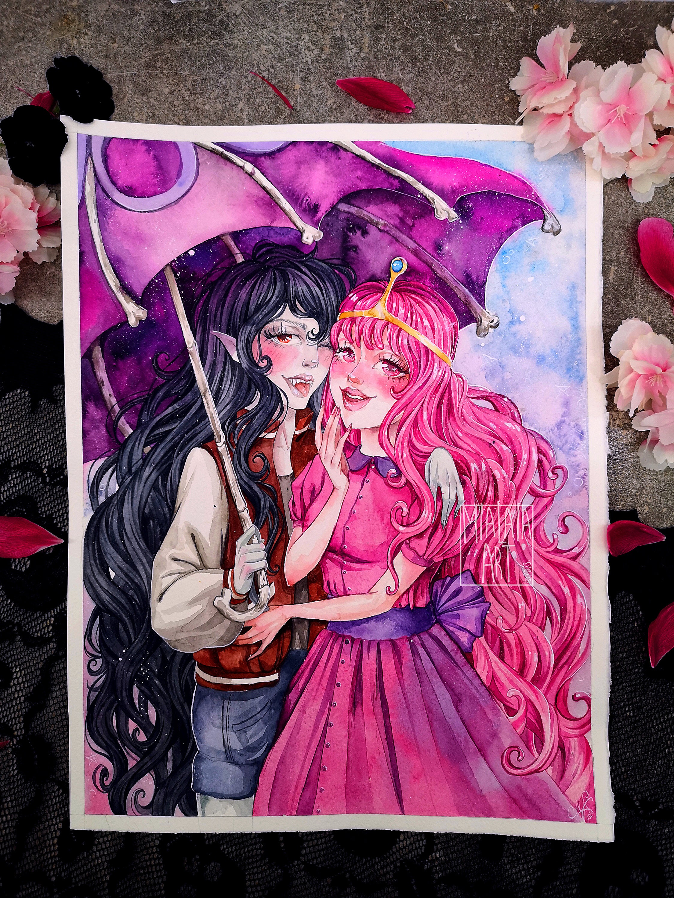Marceline and Pricess Bubblegum Cartoon Fanart| Original Painting ...