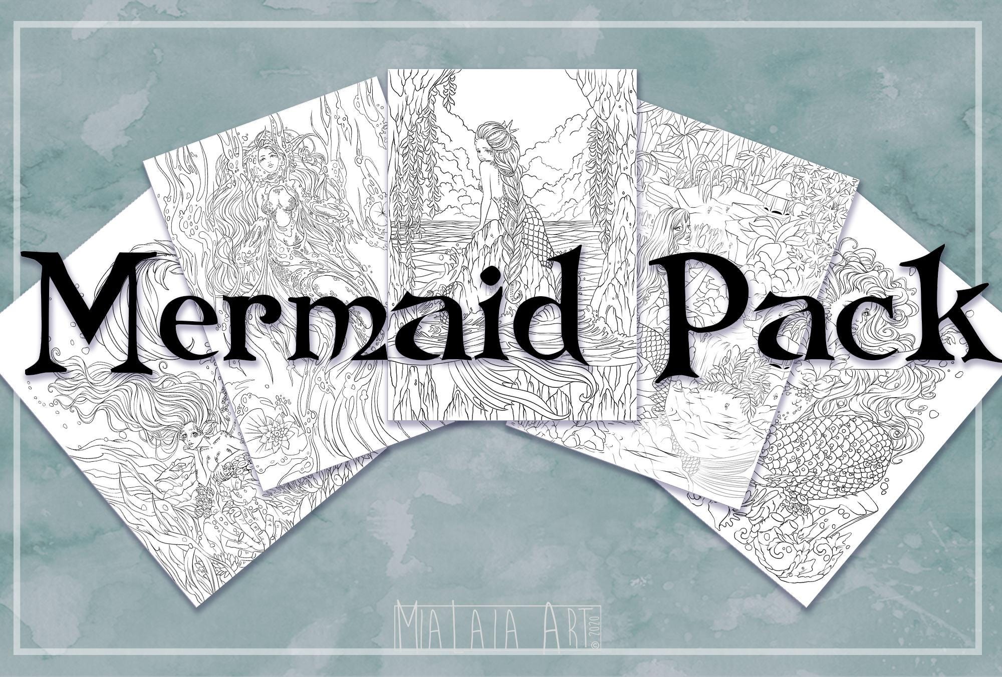 Printable | Fantasy Mermaid Coloring Pages - Coloring Book for Adults ...