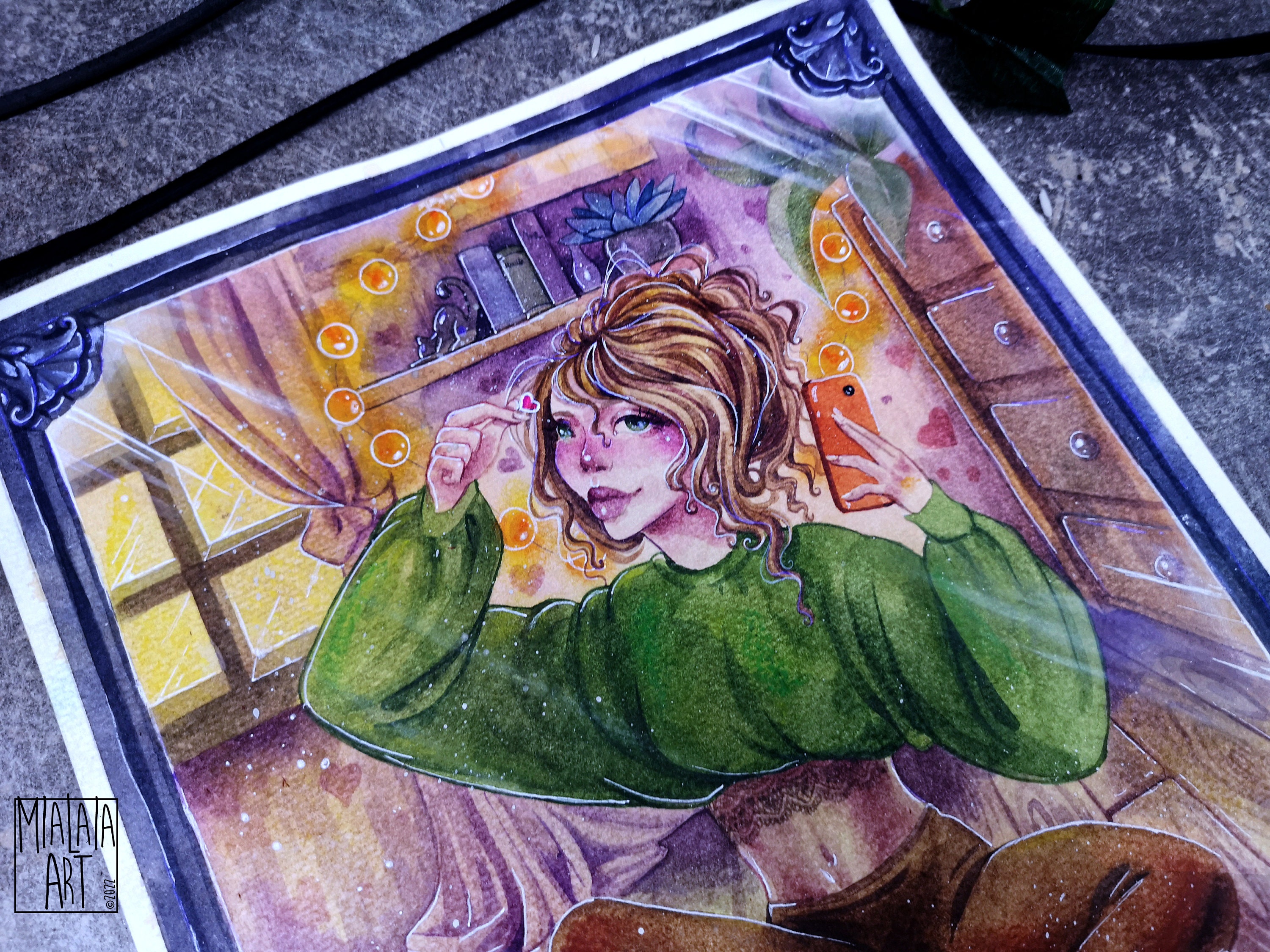 Cozy Trainer Insta Tiktok Girl Original Watercolor Painting Fantasy ...