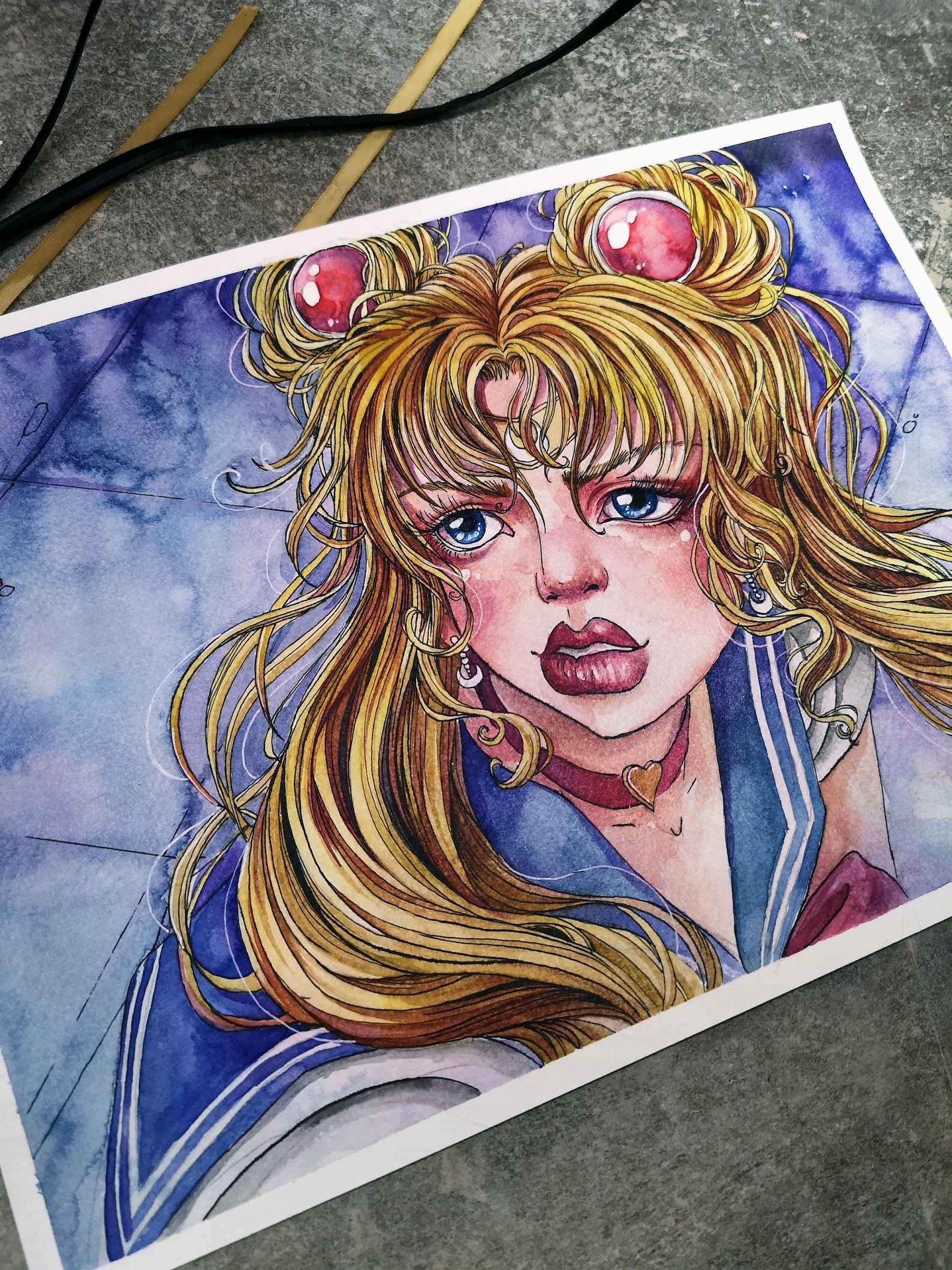 Sailor Moon Original Watercolor Fanart Painting Anime Artwork - Etsy