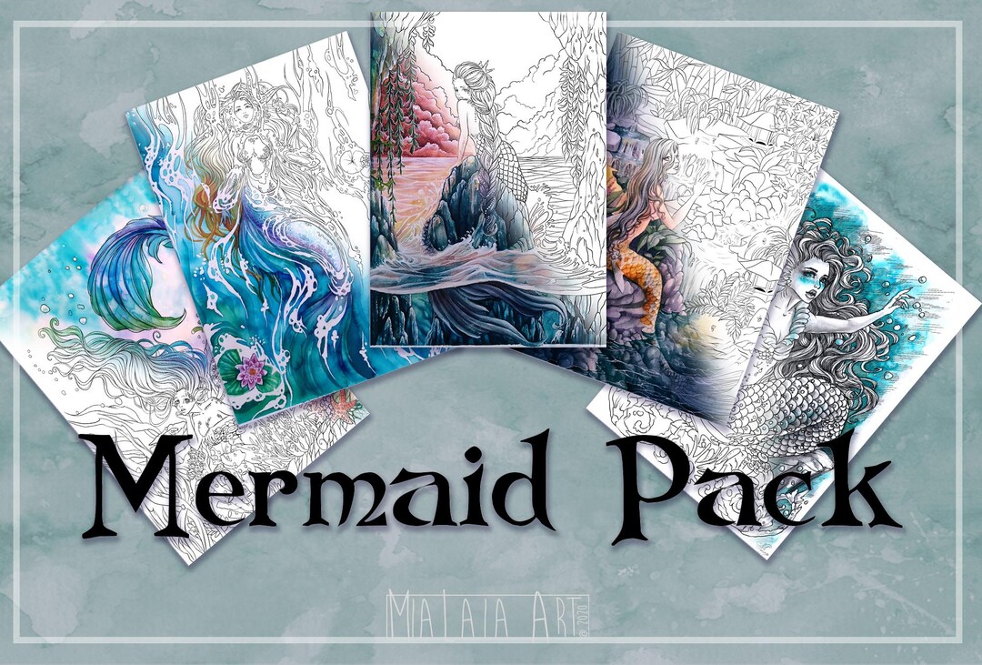 Printable | Fantasy Mermaid Coloring Pages - Coloring Book for Adults ...