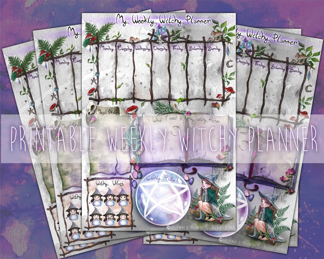 Printable Digital Weekly Planner for Witches - Etsy