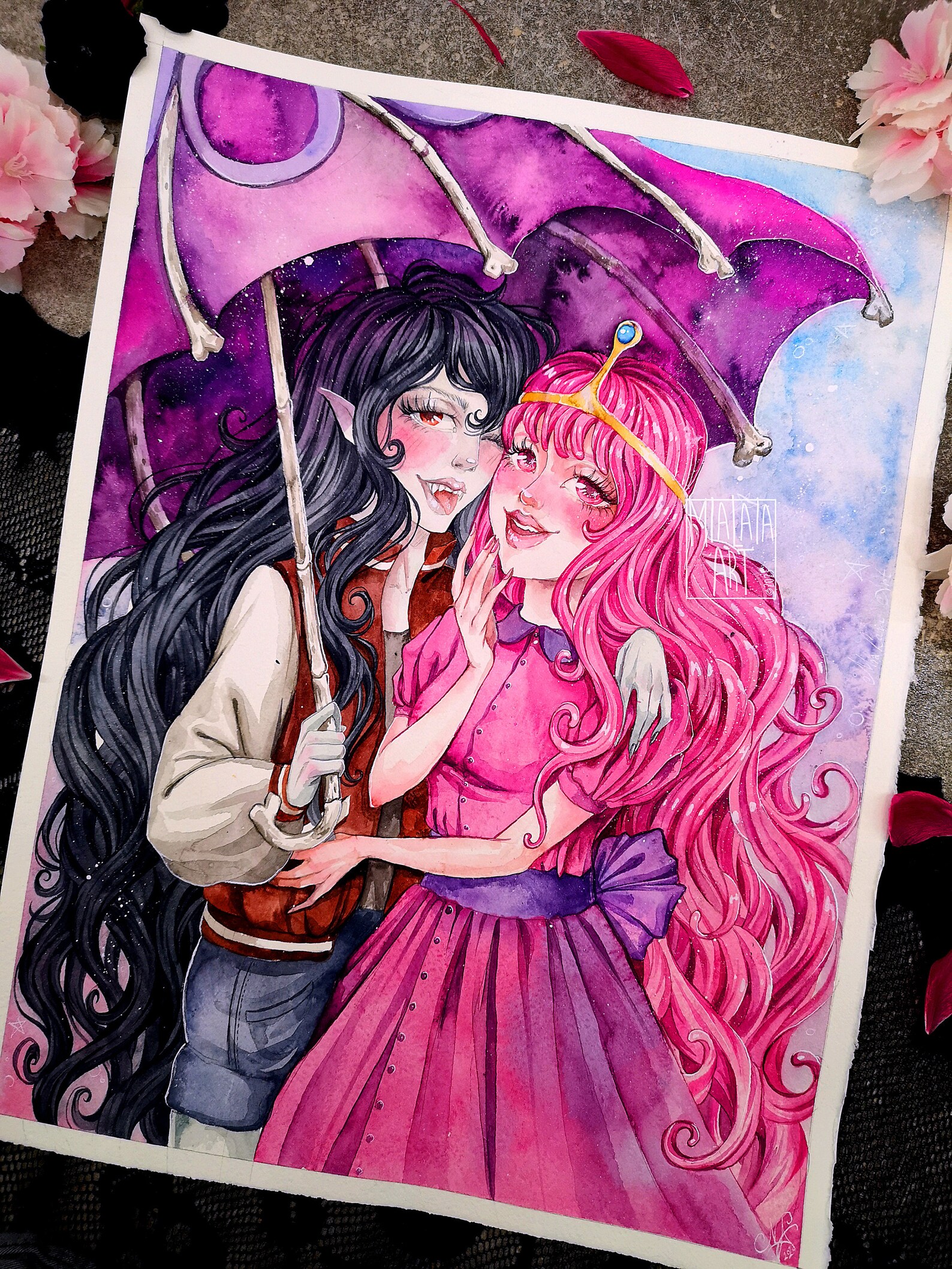 Marceline and Pricess Bubblegum Cartoon Fanart| Original Painting ...