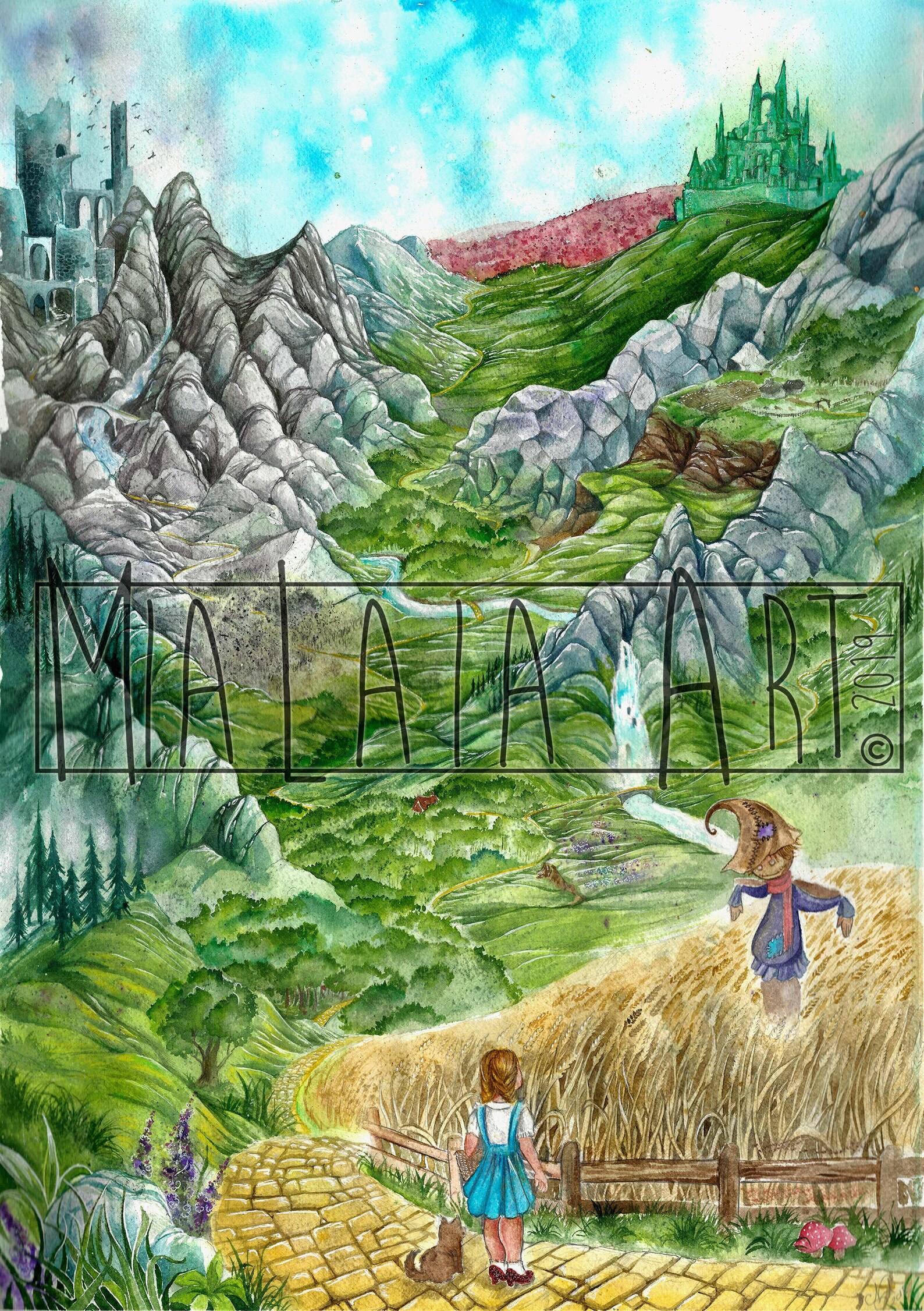 Follow the yellow brick road Wizard of Oz Art Original | Etsy