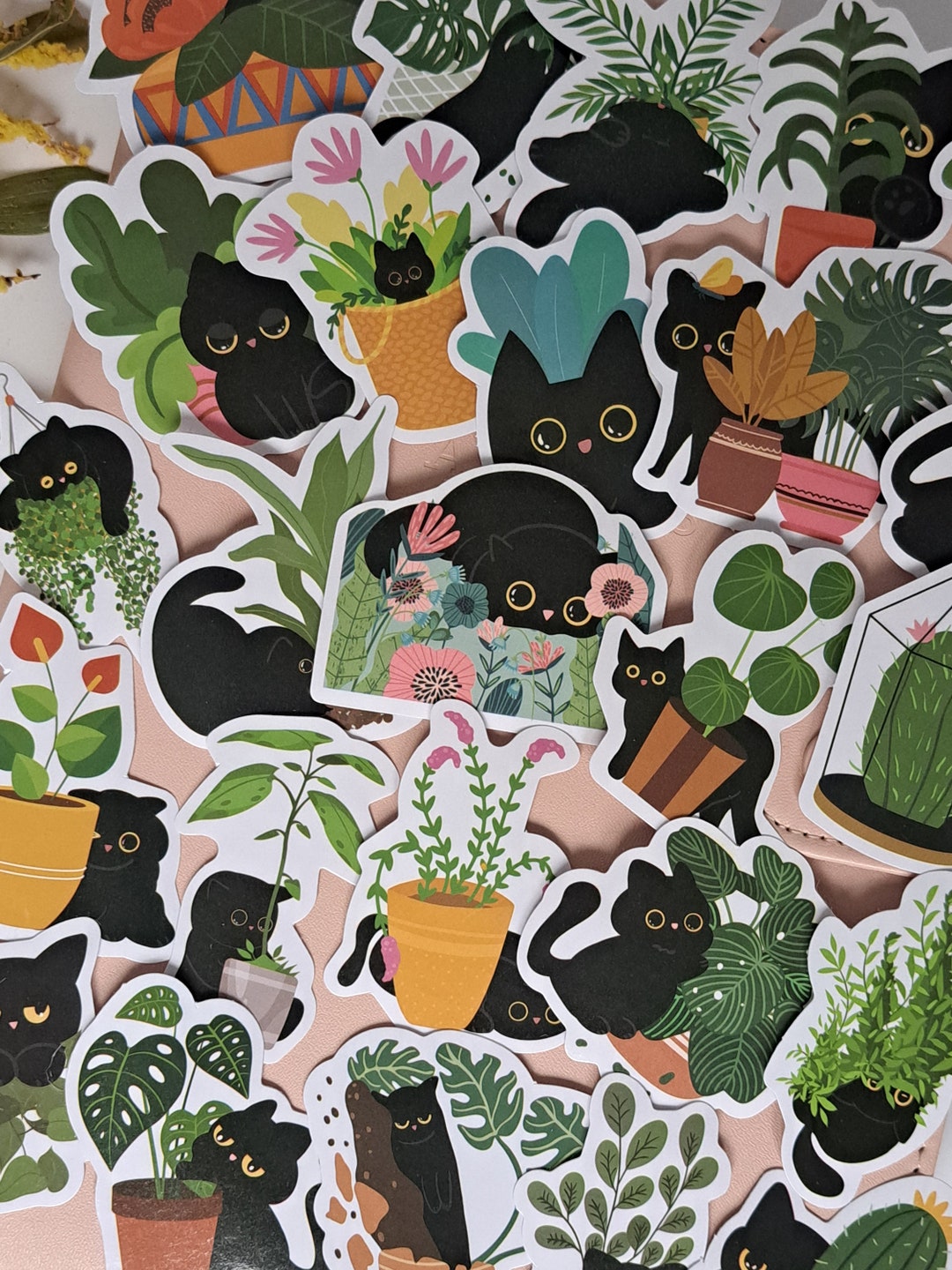 55 X Black Cat Plant Stickers Decals - Etsy