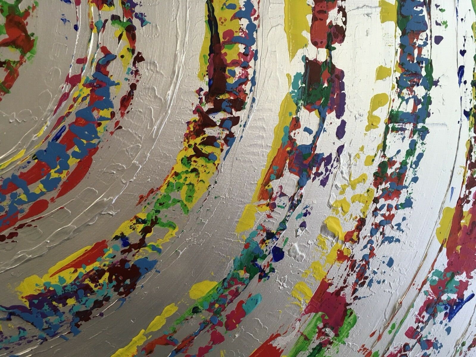 80x80cm silber bunt POP Art Acryl Gemälde Leinwandbild Handarbeit ...