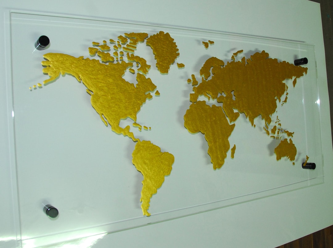 Art Acrylic Painting World Map Pop Art Modern Image Gold Atelier Silver ...