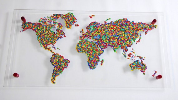 Acrylic Art Painting World Map Pop Art Modern Image Studio - Etsy