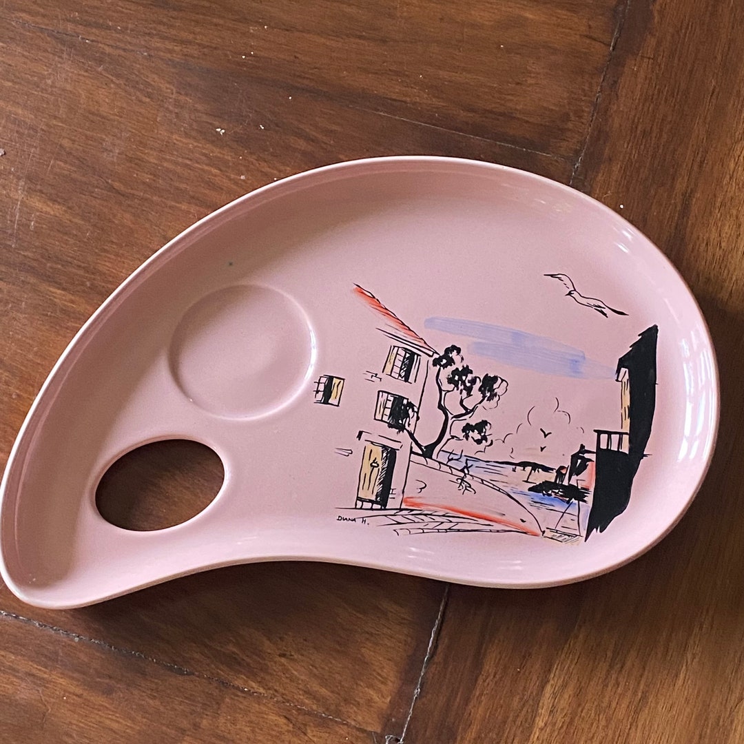 Clarice Cliff Palette Plate Pink 1930s - Etsy