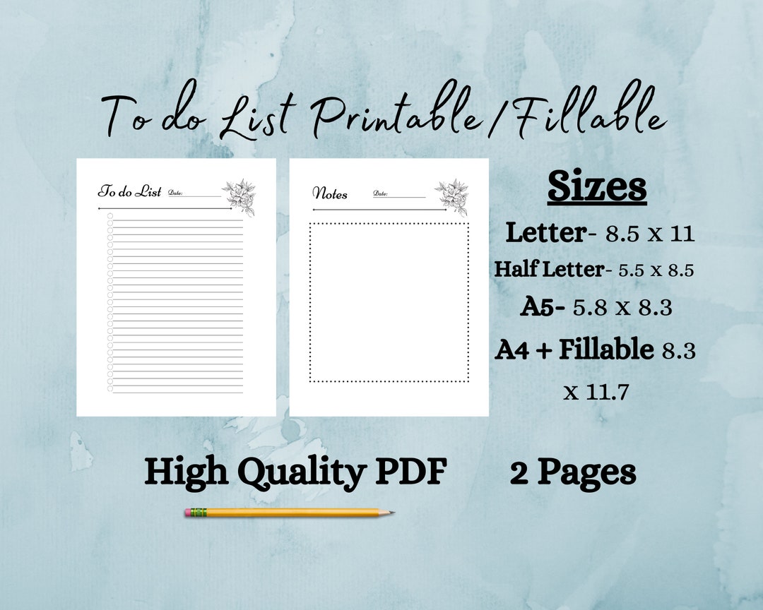 Simple to Do List Printable/fillable PDF, Simple Tasks, Check List ...
