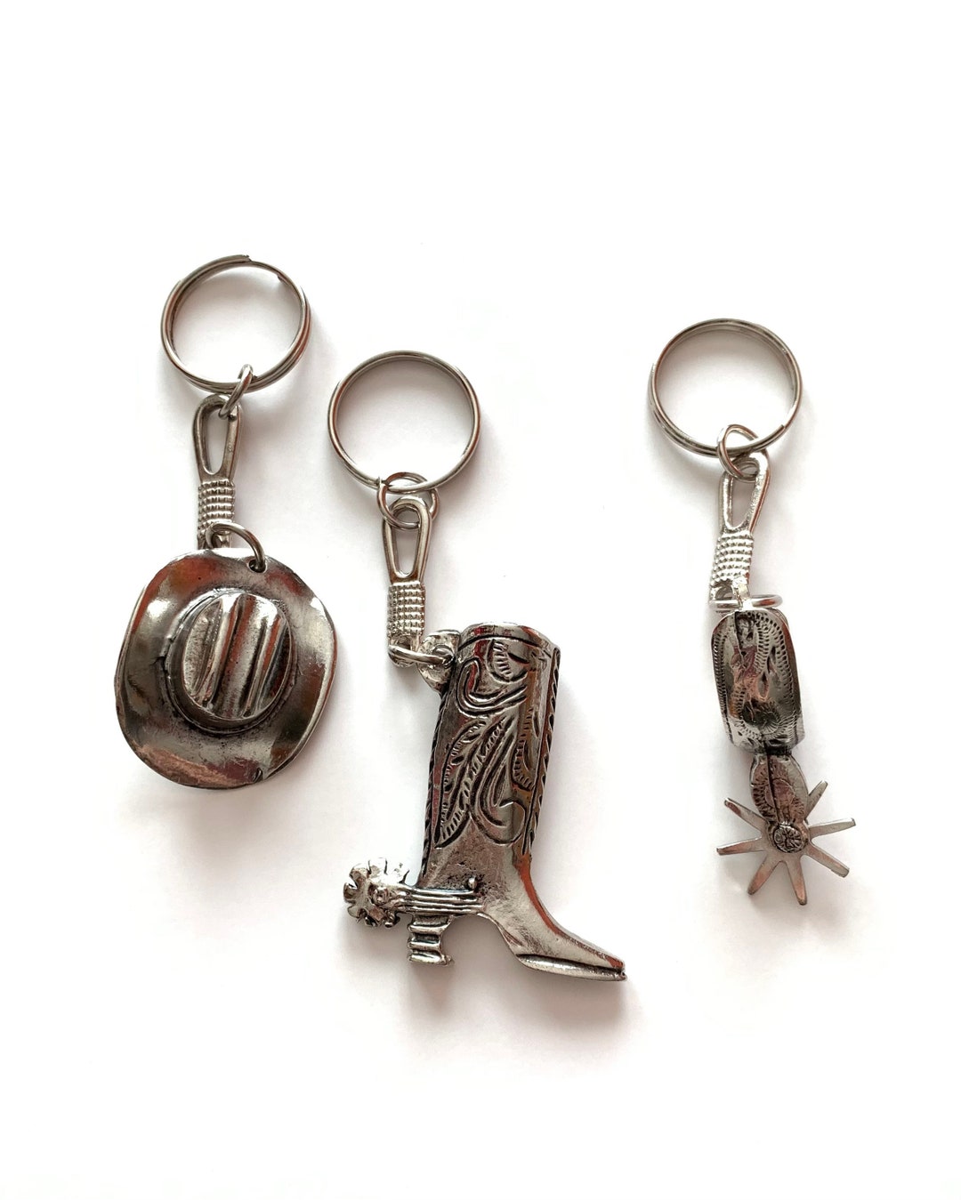 Cowboy Keychain/ Cowboy Boot/ Spur/ Cowboy Hat/ Plated Zamak, Zinc ...