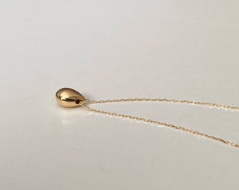 Gold Teardrop Necklace, 14k Gold Pendant Necklace, Tear Drop Pendant ...