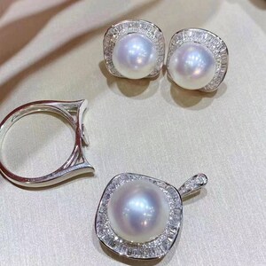 18K Gold Pearl Dual-use Jewellery Sets With Diamonds Pearl - Etsy