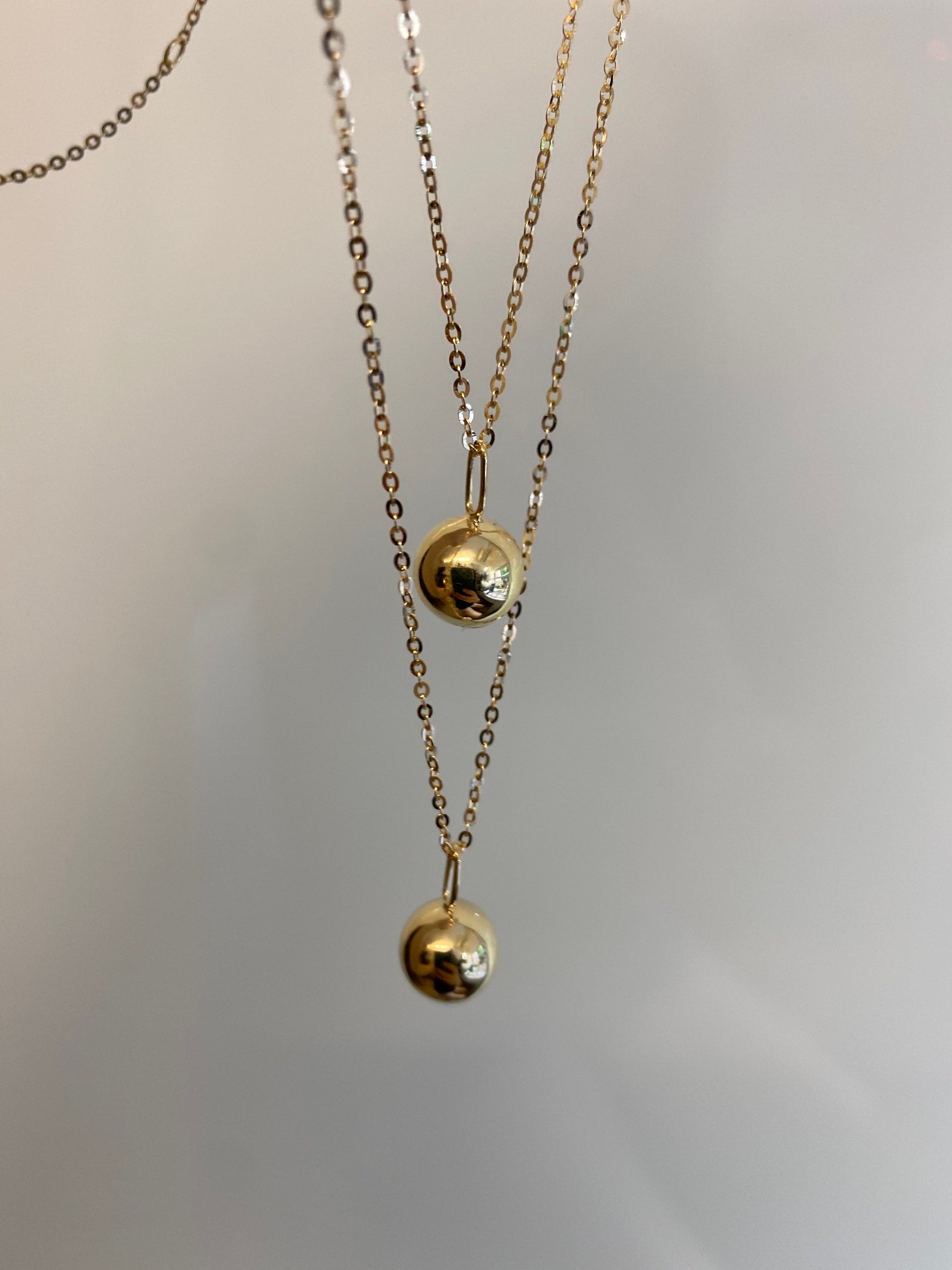 18K Yellow Gold Ball Necklacegold Ball Chain Necklacegold - Etsy