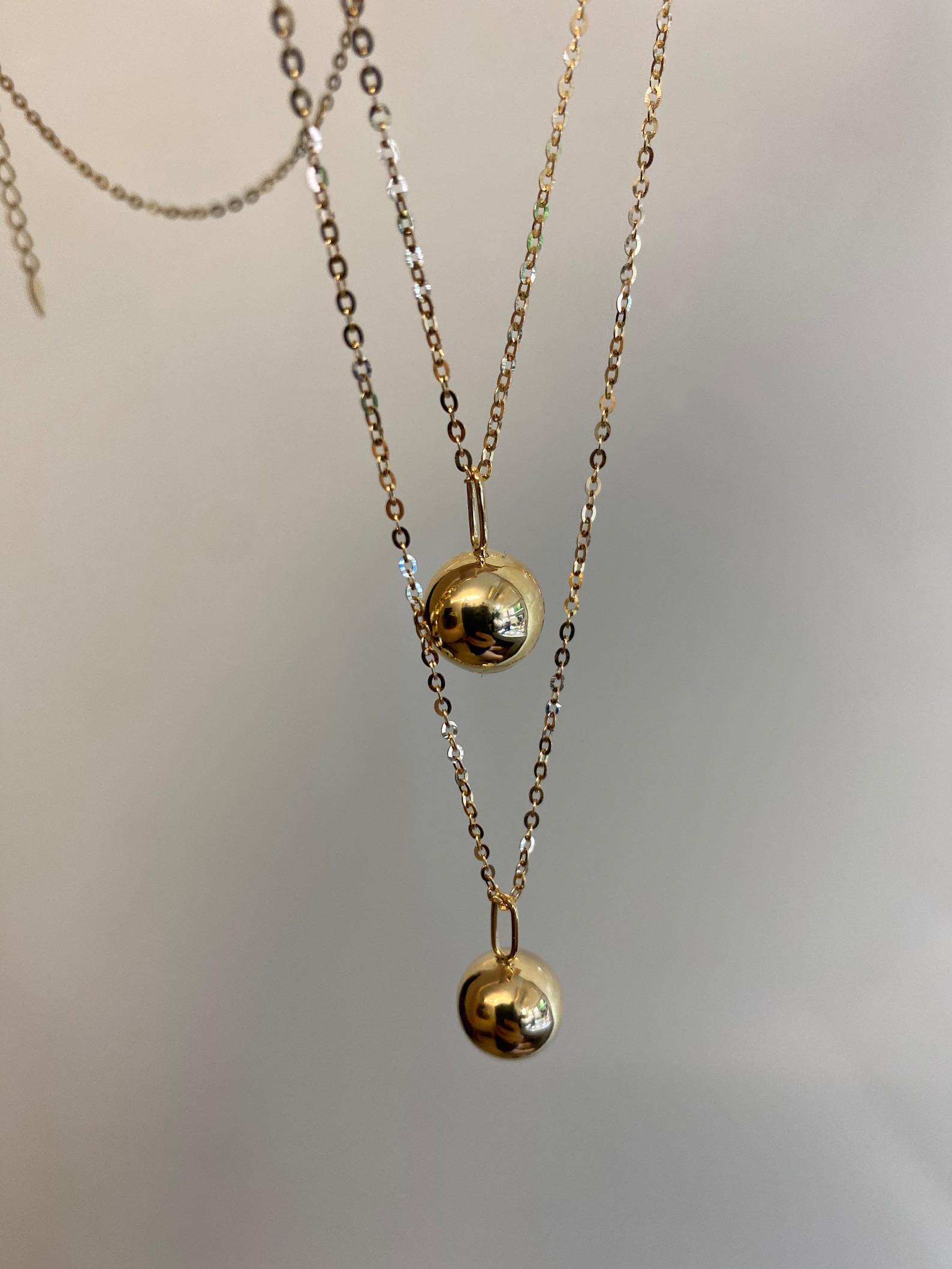 18K Yellow Gold Ball Necklacegold Ball Chain Necklacegold - Etsy