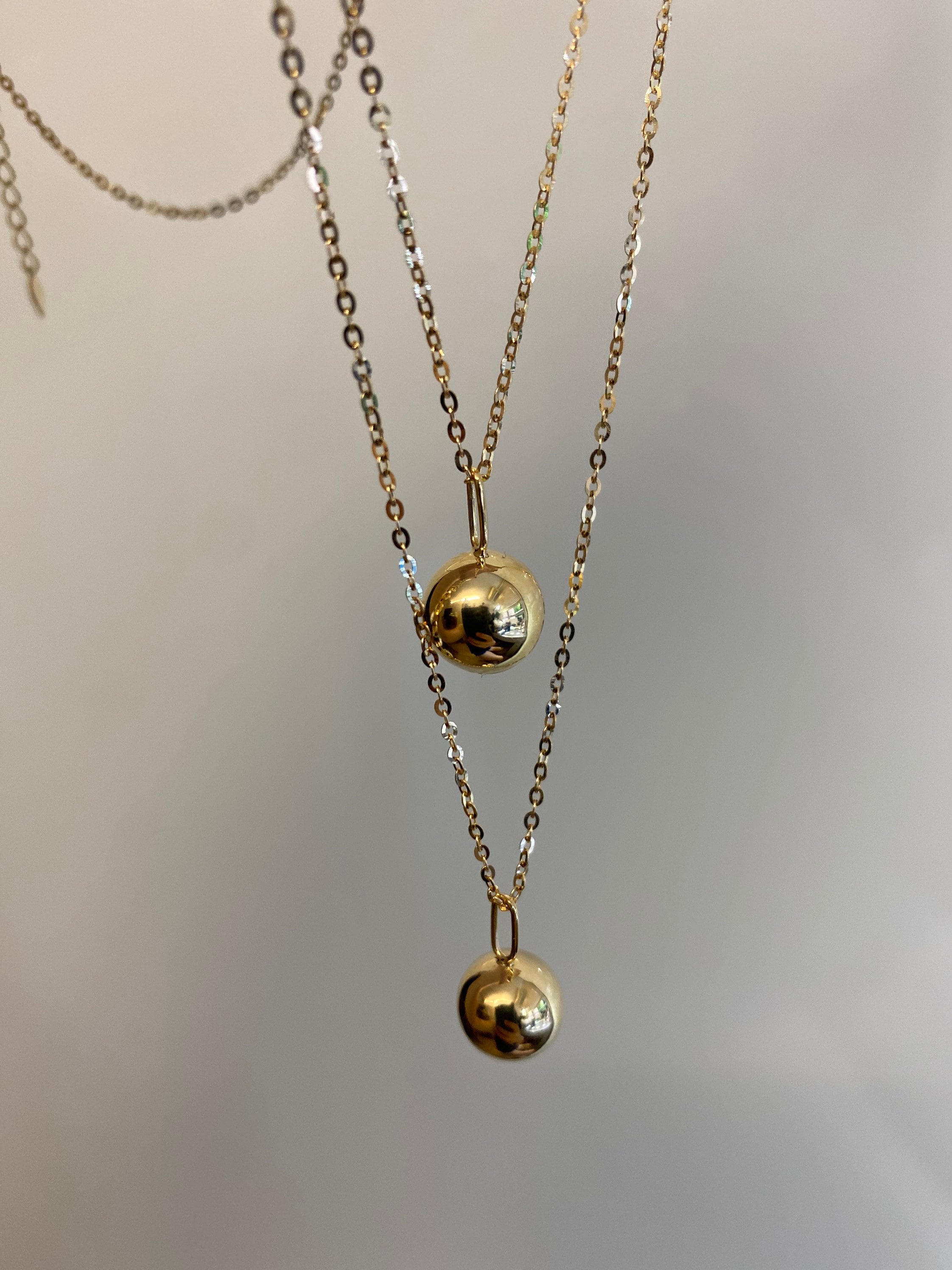 18K Yellow Gold Ball Necklacegold Ball Chain Necklacegold - Etsy