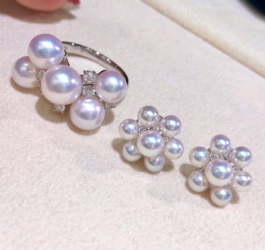 18K Gold Akoya Pearl Sets,pearl Jewellery Sets,aaa Pearl Jewellery Set ...