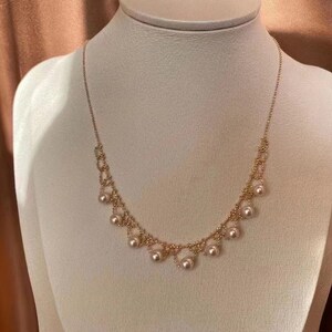 18K Gold Baby Akoya Pearl Lace Collar Necklace,pearl Lace Chain Choker Necklace - Etsy