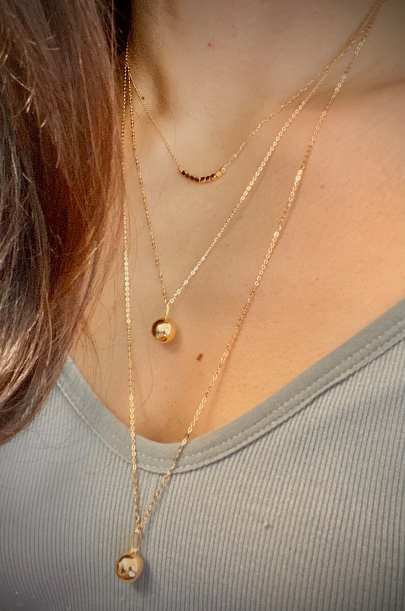 18K Yellow Gold Ball Necklacegold Ball Chain Necklacegold - Etsy