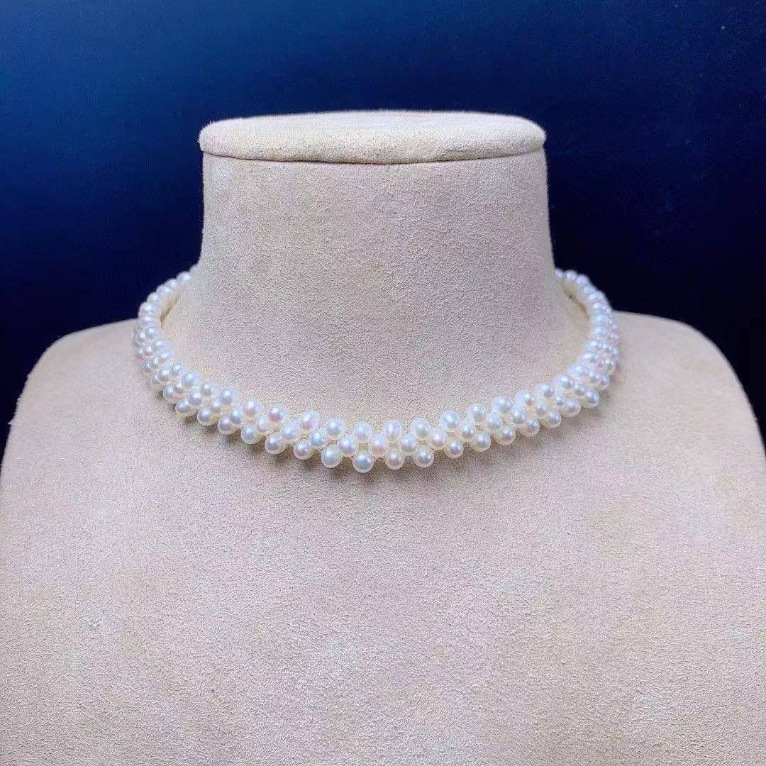 Pearl Braided Necklacepearl Beaded Necklace - Etsy