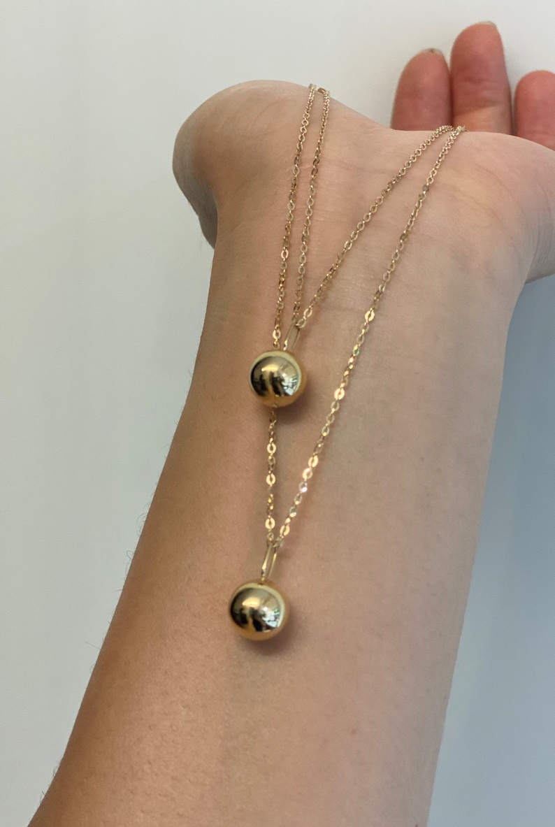 18K Yellow Gold Ball Necklacegold Ball Chain Necklacegold - Etsy