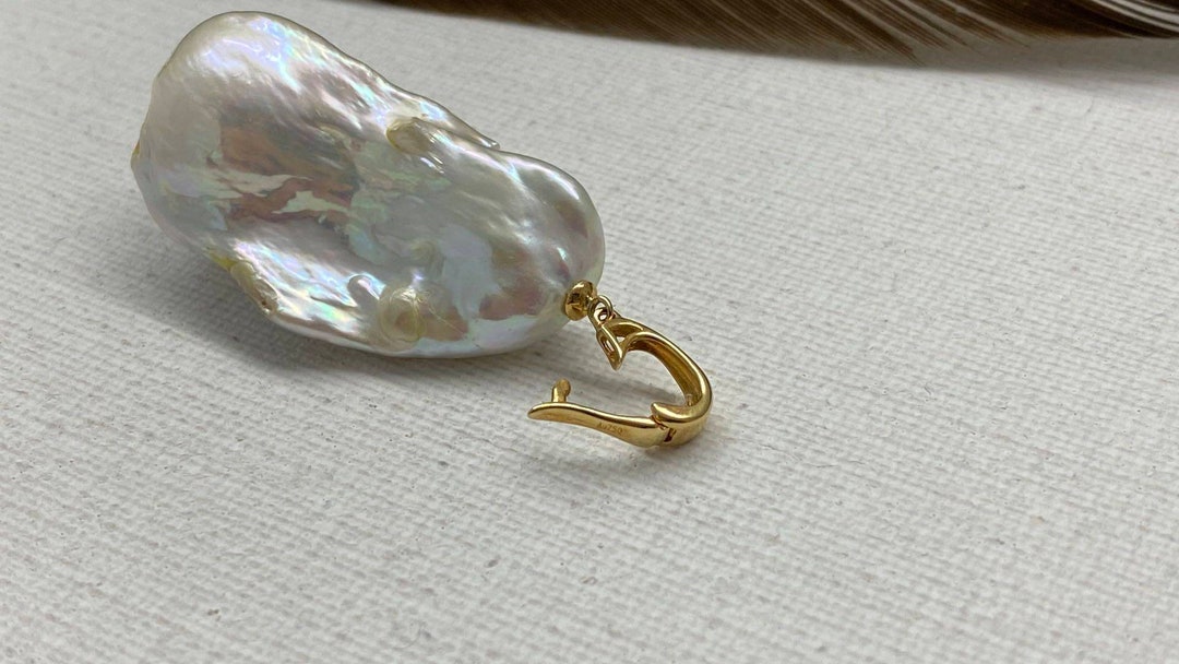 18K Yellow Gold Baroque Pendant,18k Yellow Gold Enhancer Baroque Pearl ...