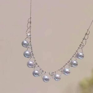 18K Gold Baby Akoya Pearl Lace Collar Necklace,pearl Lace Chain Choker Necklace - Etsy