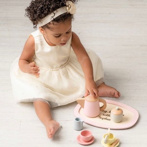 Personalized Wooden Afternoon Tea Play Set, Play Kitchen Gift, Pretend ...