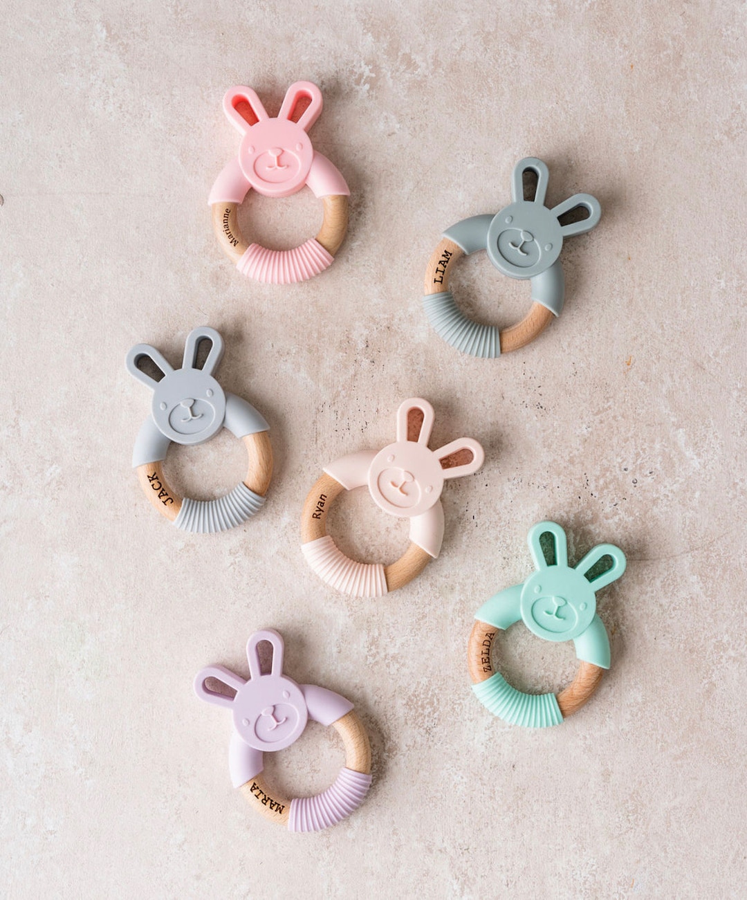 Personalized Bunny Teether, Baby Teether, Personalized Gift, Silicone Teether, Baby Gift ...