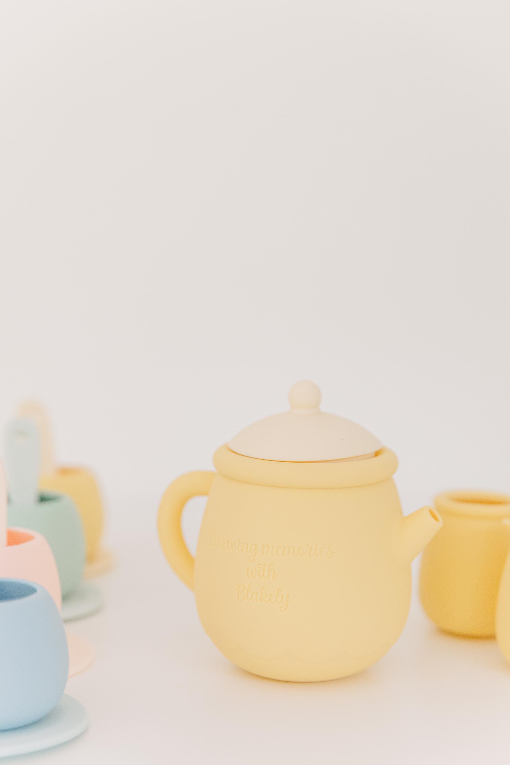 Pastel Silicone Tea Set for Toddlers – Custom Engraved Play Tea Set for ...