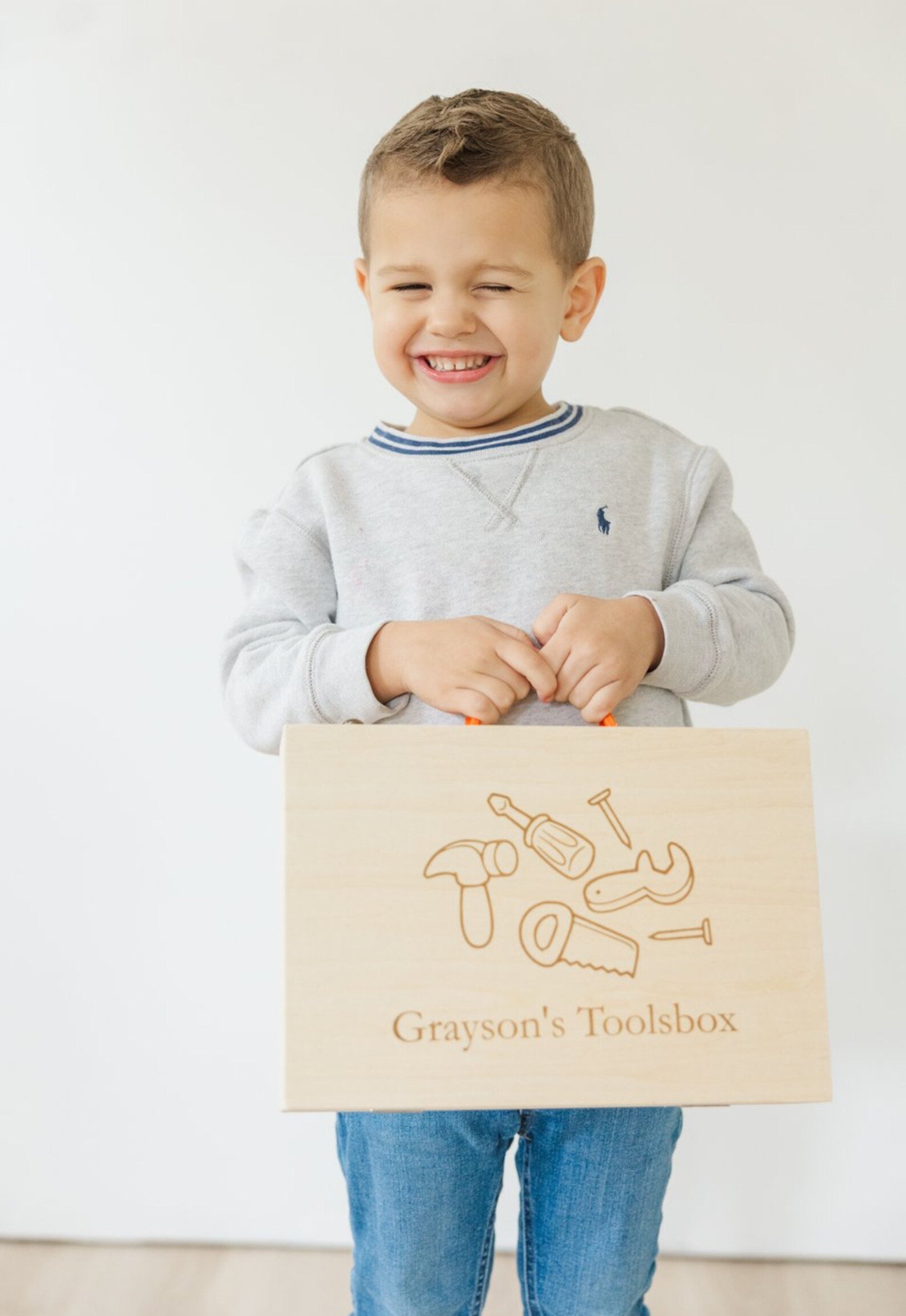 Personalized Wooden Toolbox Toy, Toolkit-hammer, Screwdriver, Nails ...