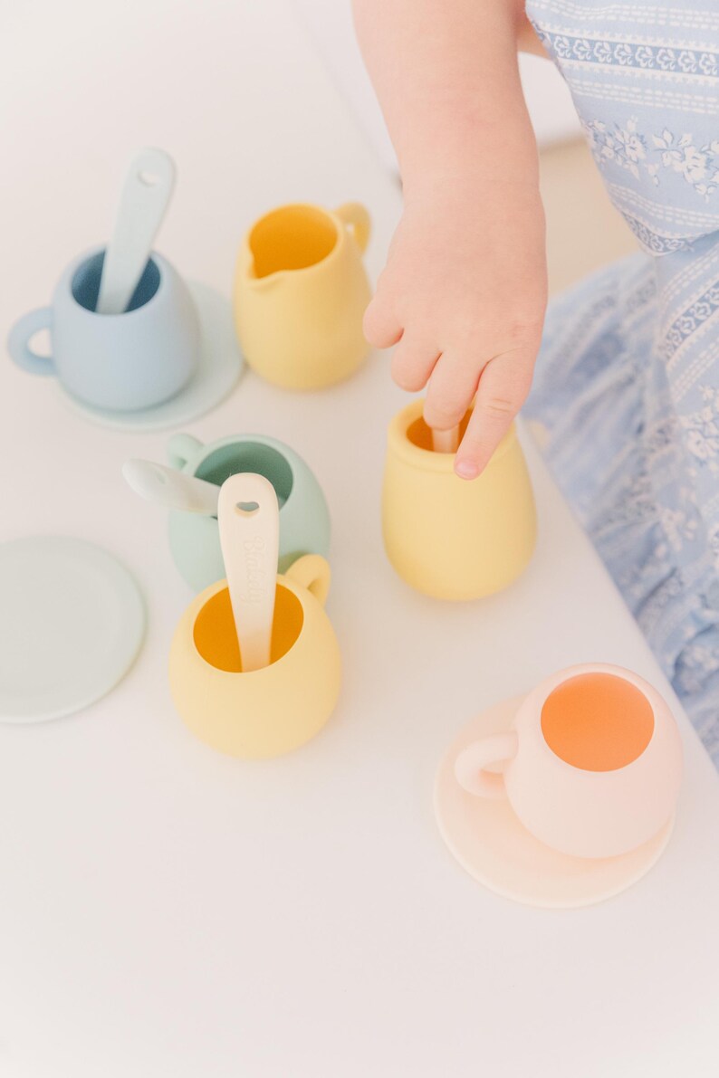 Pastel Silicone Tea Set for Toddlers – Custom Engraved Play Tea Set for ...