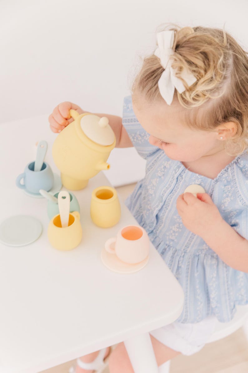 Pastel Silicone Tea Set for Toddlers – Custom Engraved Play Tea Set for ...