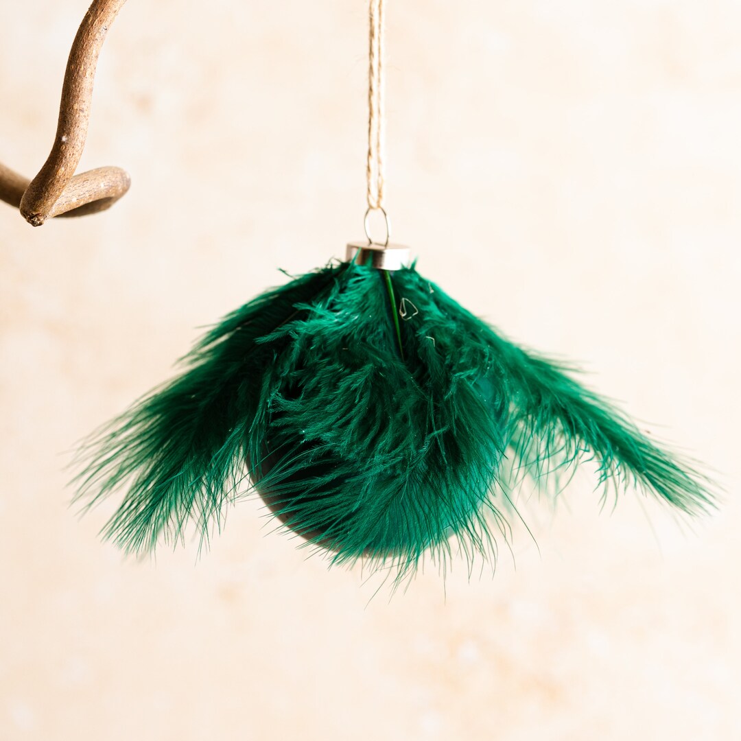 Emerald Green Feather Bauble - Etsy