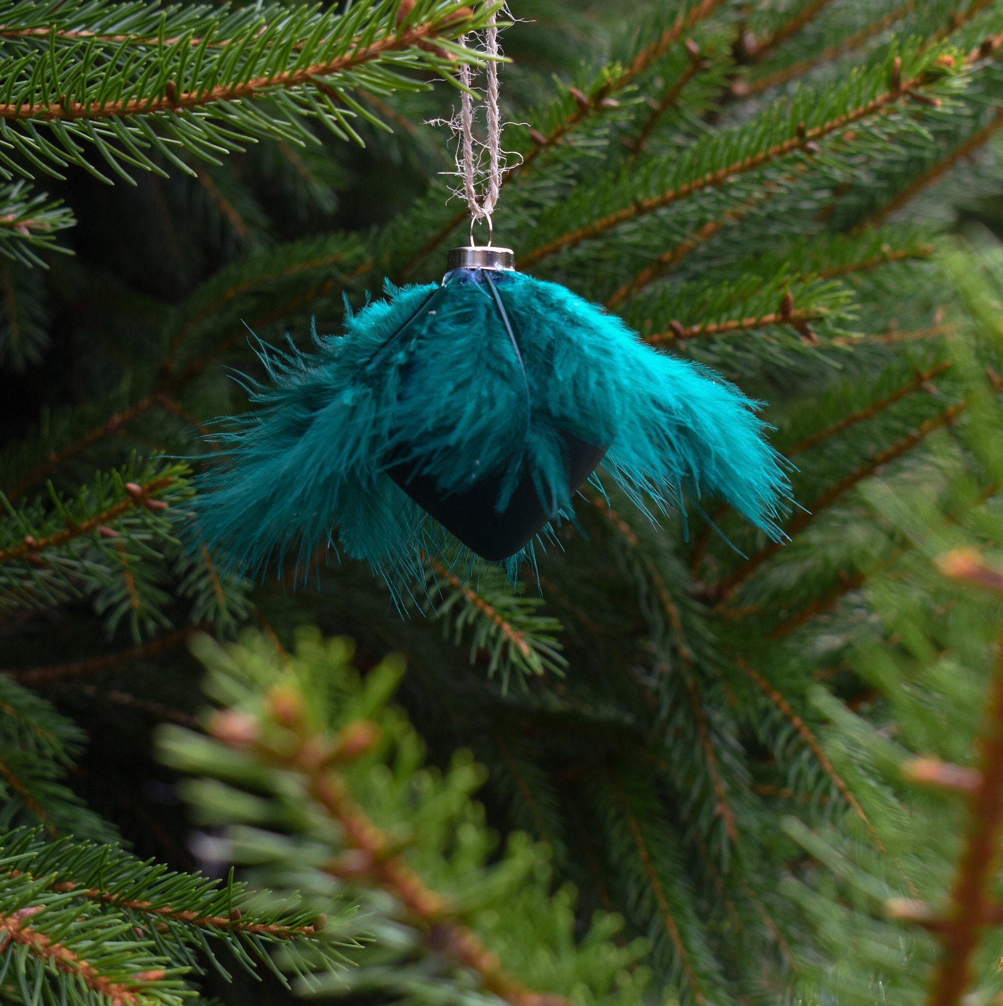 Emerald Green Feather Bauble | Etsy