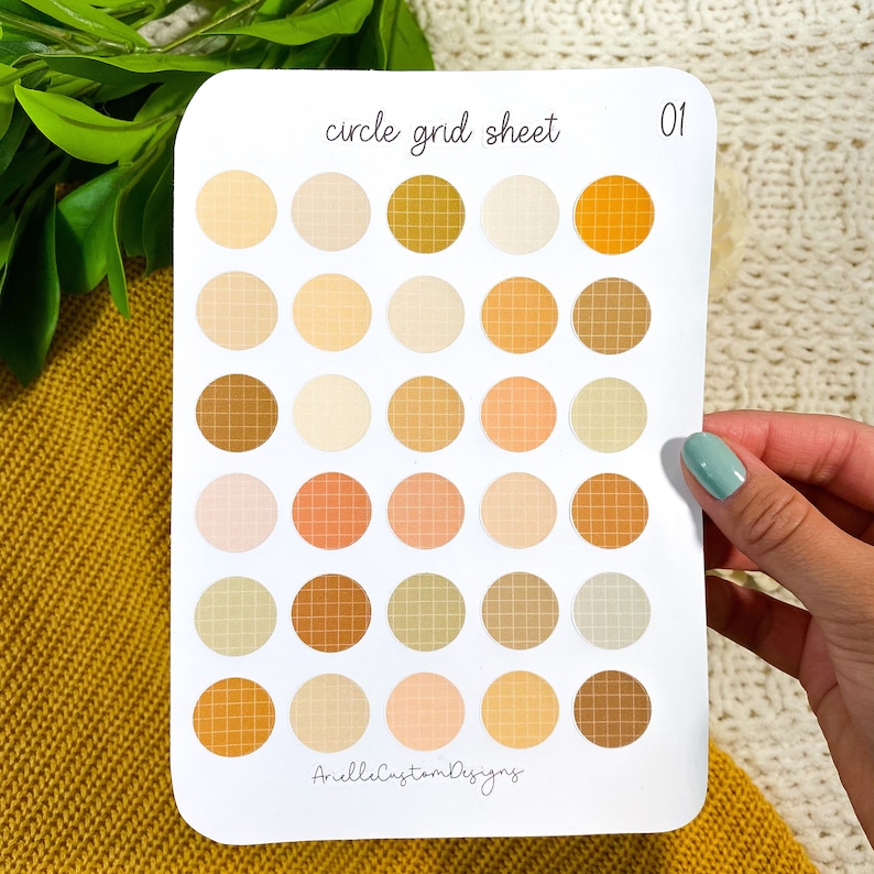 Circle Grid Sticker Sheet 01 Grid Stickers Neutral Tone | Etsy