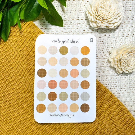 Circle Grid Sticker Sheet 01 grid stickers neutral tone | Etsy
