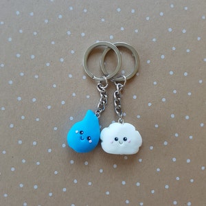 Rain and Cloud Keychain Duo - Etsy