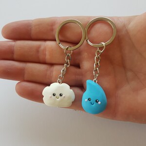 Rain and Cloud Keychain Duo - Etsy