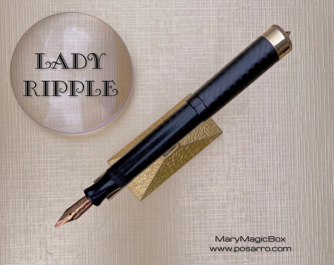 Lady Ringtop Eyedropper Filler Fountain Pen -black Ripple Ebonite -gold ...