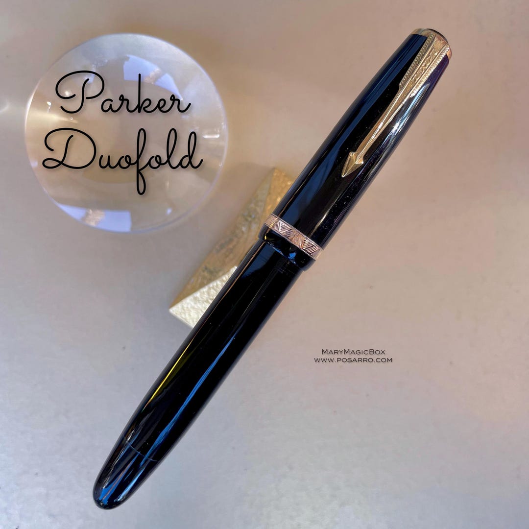 PARKER AF Duofold Black Danish Vintage Fountain Pen - Original Gold Nib ...