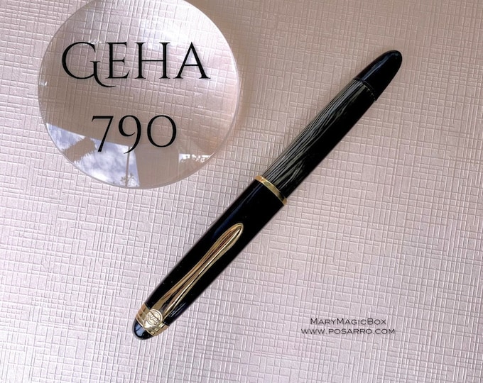 Vintage Fountain Pen GEHA 736 P Gold Cap original 14c Gold Nib Size F ...