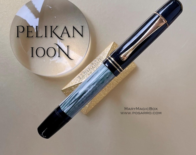 Pelikan 100 N -vintage Rare Fountain Pen 1949 -green Marbled Sleeve ...