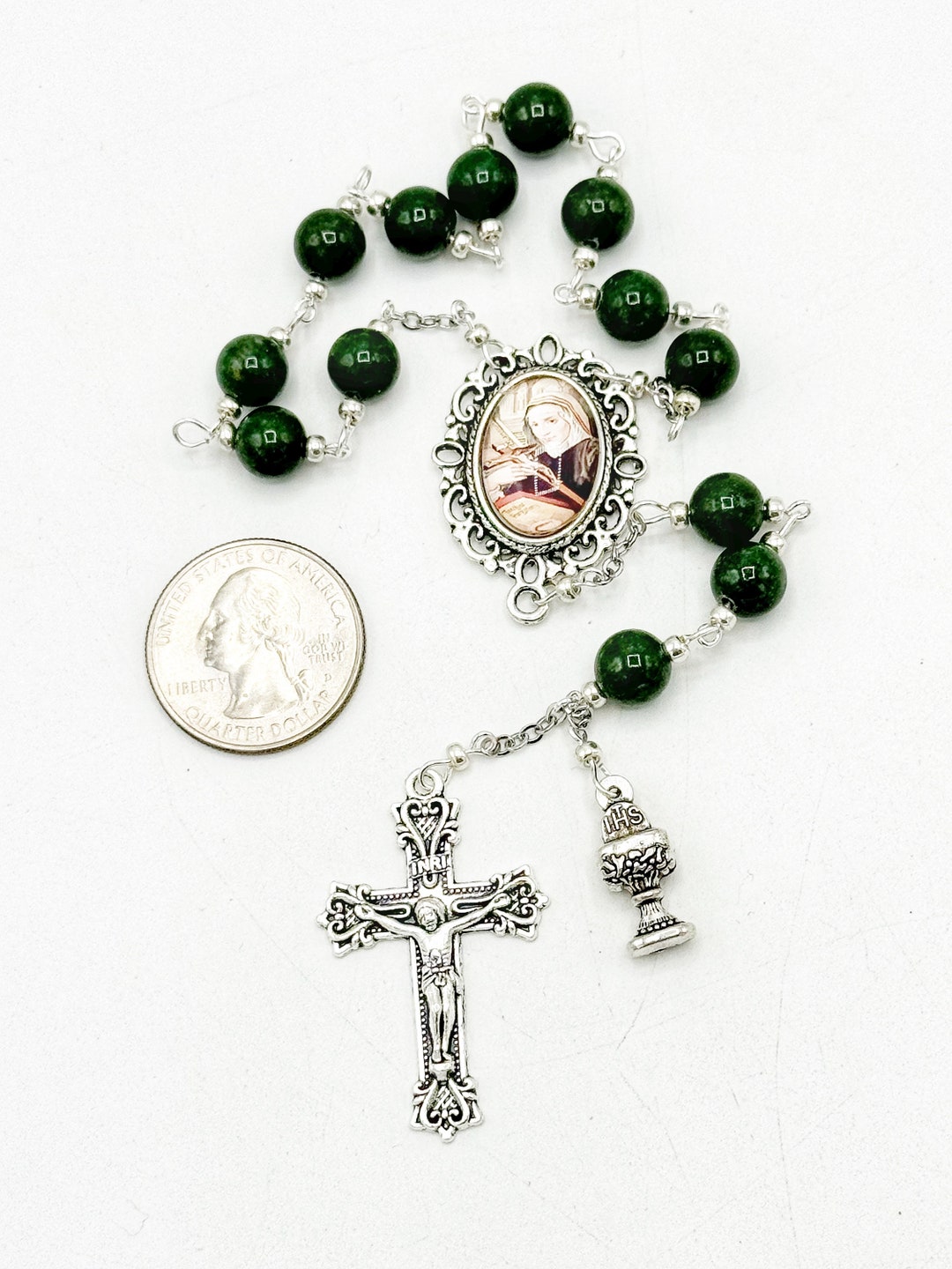 Saint Catherine of Genoa Palm Rosary – Catholic Mystic of Purgatory ...