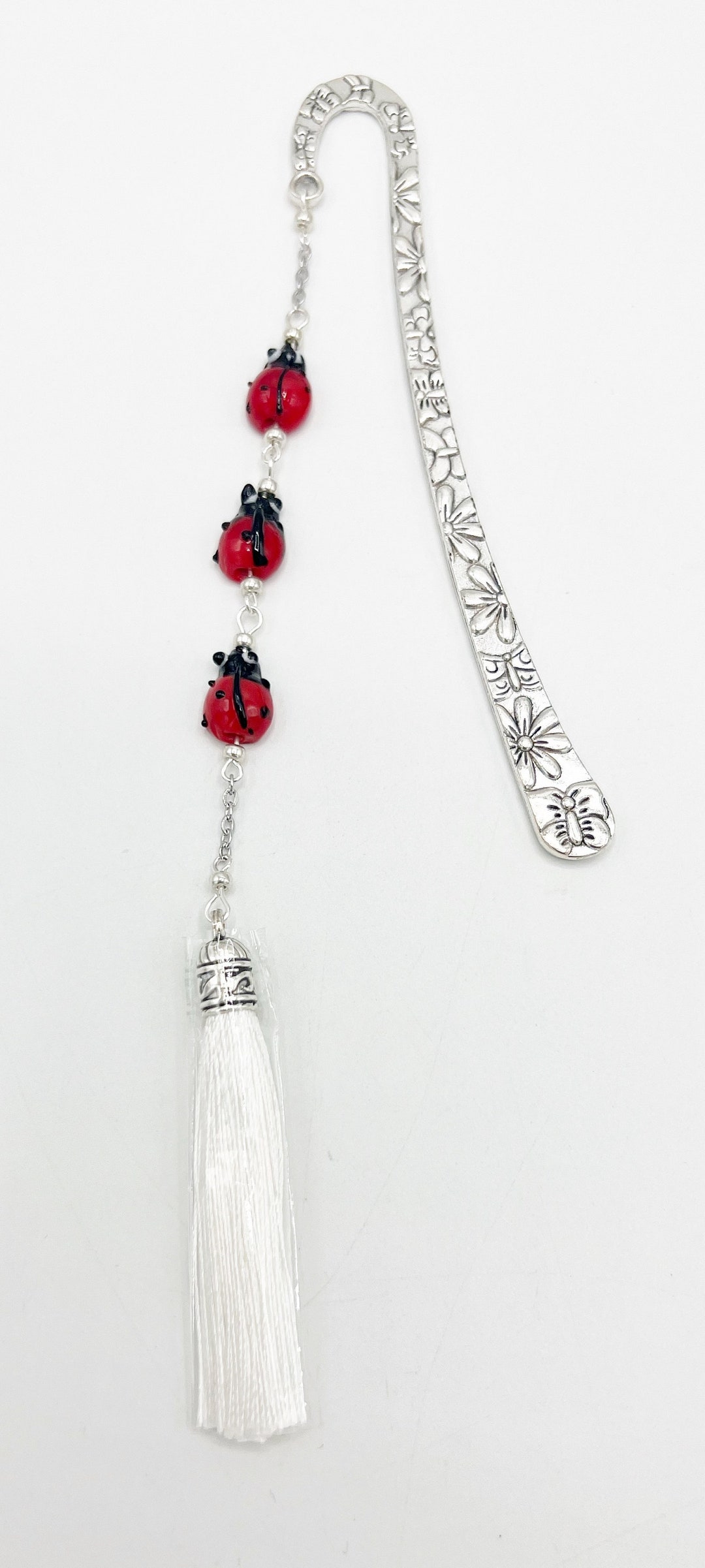 Ladybug Bookmark Shepherd Hook Bookmark Lamp Work Glass Beads Lady ...